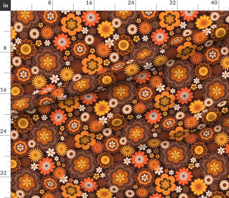 1970s Hippie Fabric Retro 70s Floral by Priraj_designs - Etsy