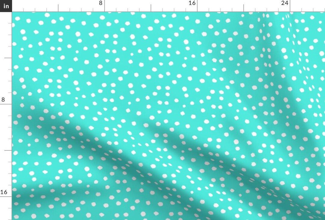 Turquoise Polka Dots Fabric - Painted Polka Dot // Turquoise By ...