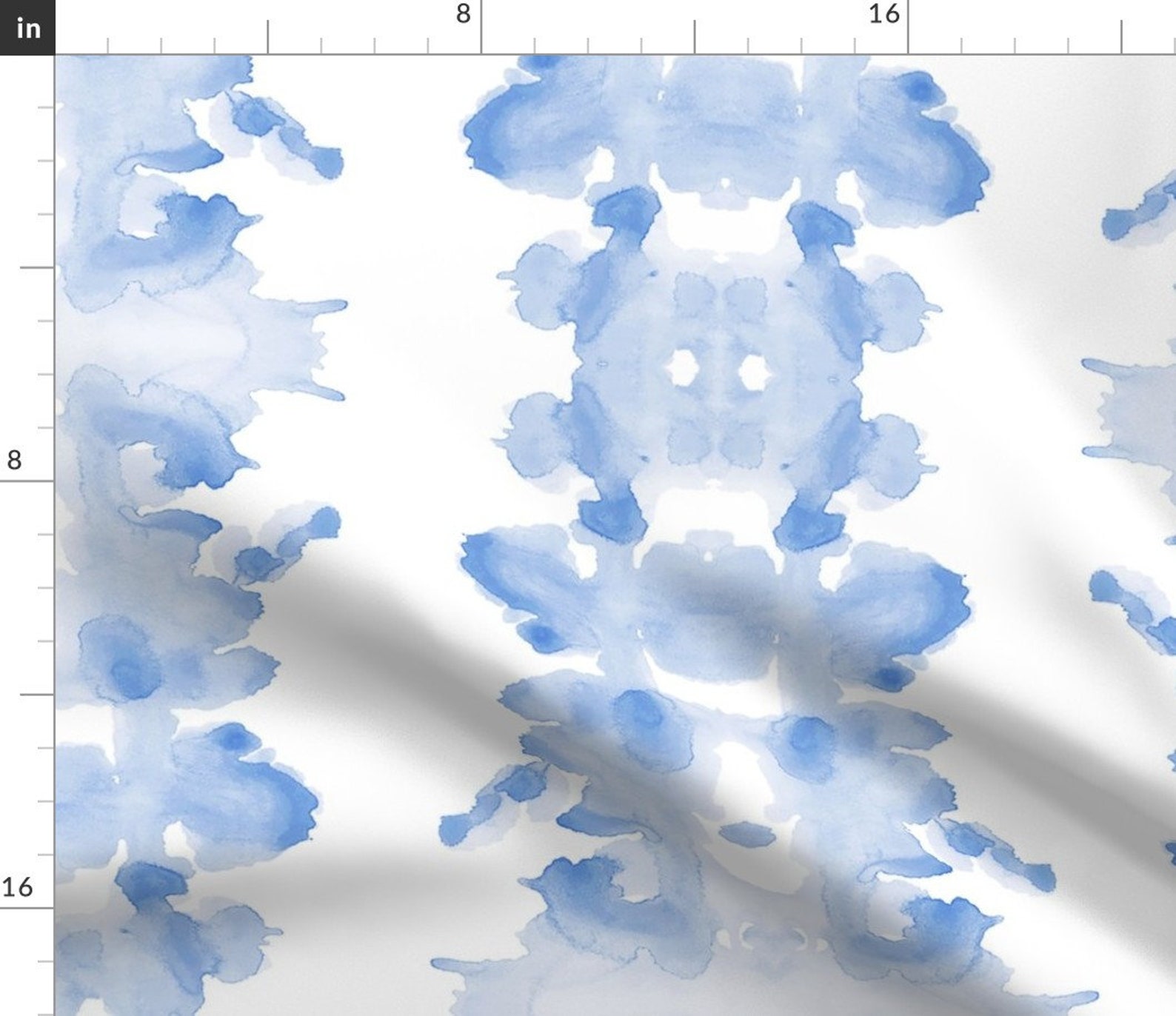 Rorschach Blue Ink Blot Fabric Soft Blue on White Double - Etsy