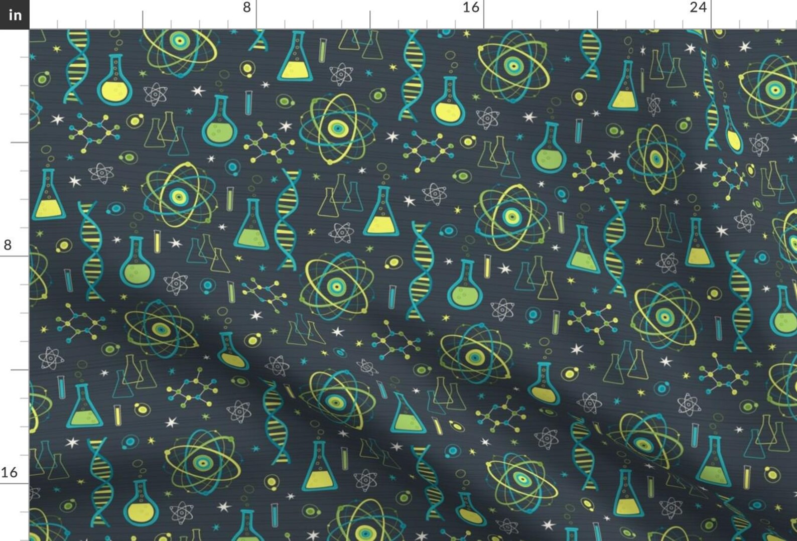 Science Fabric - Midcentury Mod Science by Robyriker - Gray Green Blue ...