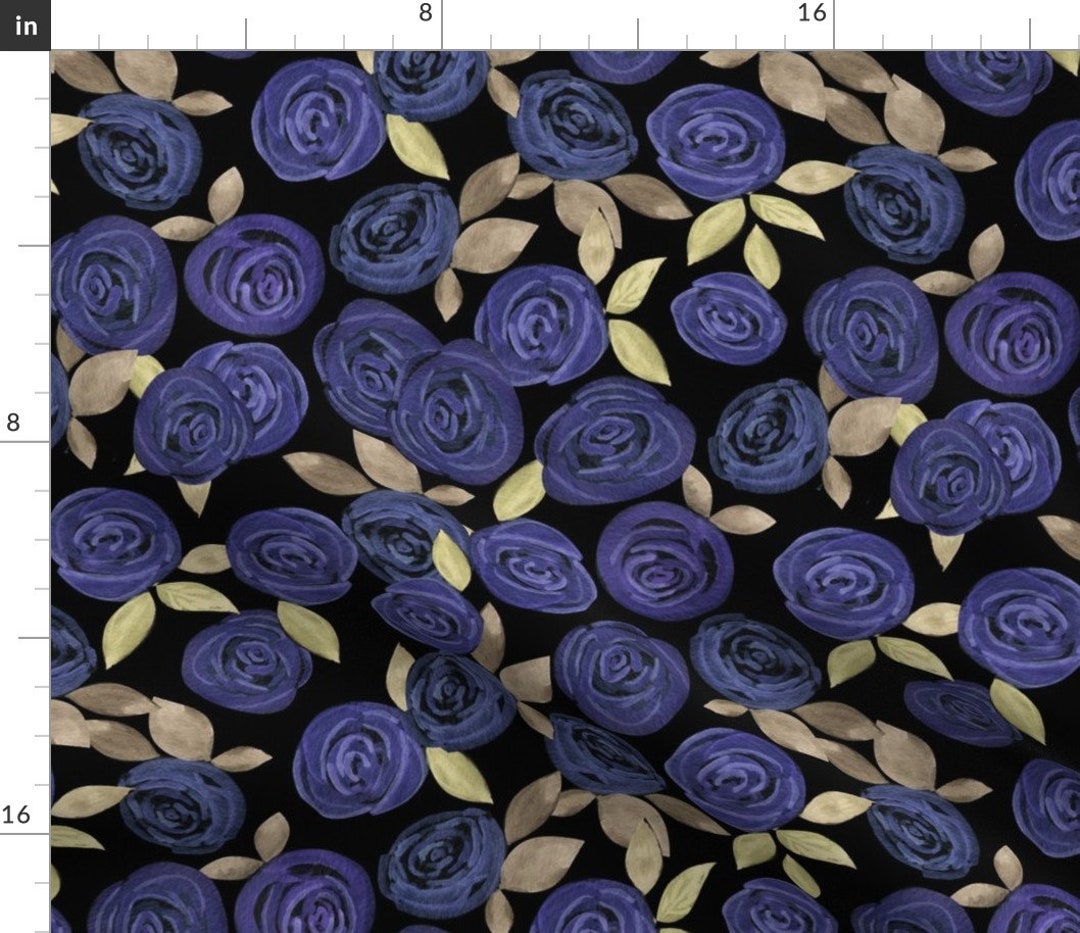 Watercolor Blue Roses Fabric Watercolor Blue Roses by Fuzzyfox ...