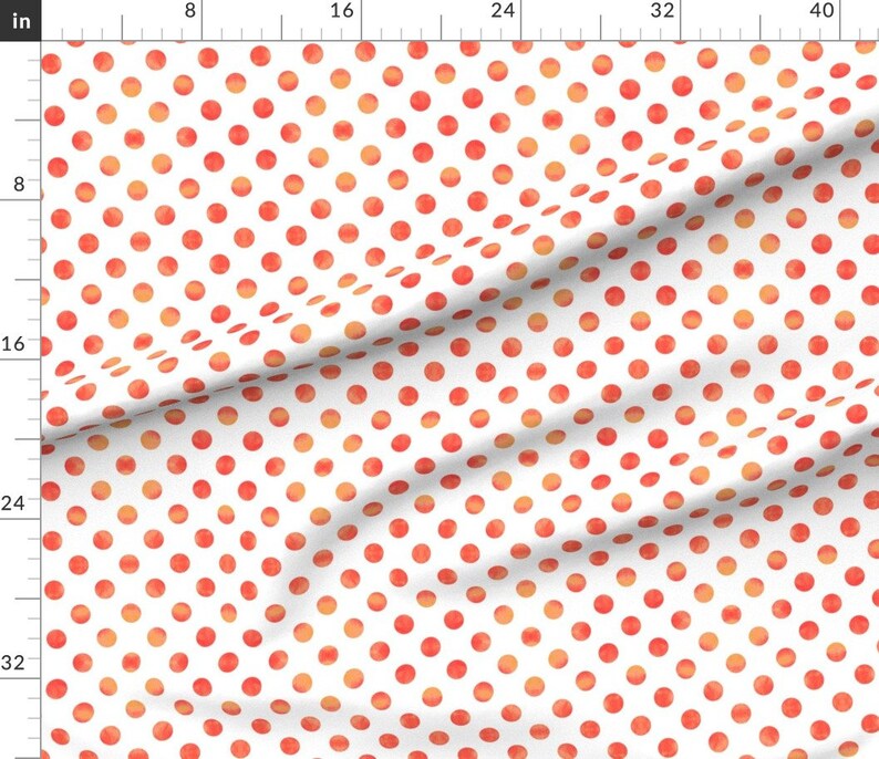 Orange Polka Dot Fabric Watercolor Polka Dots in Orange - Etsy