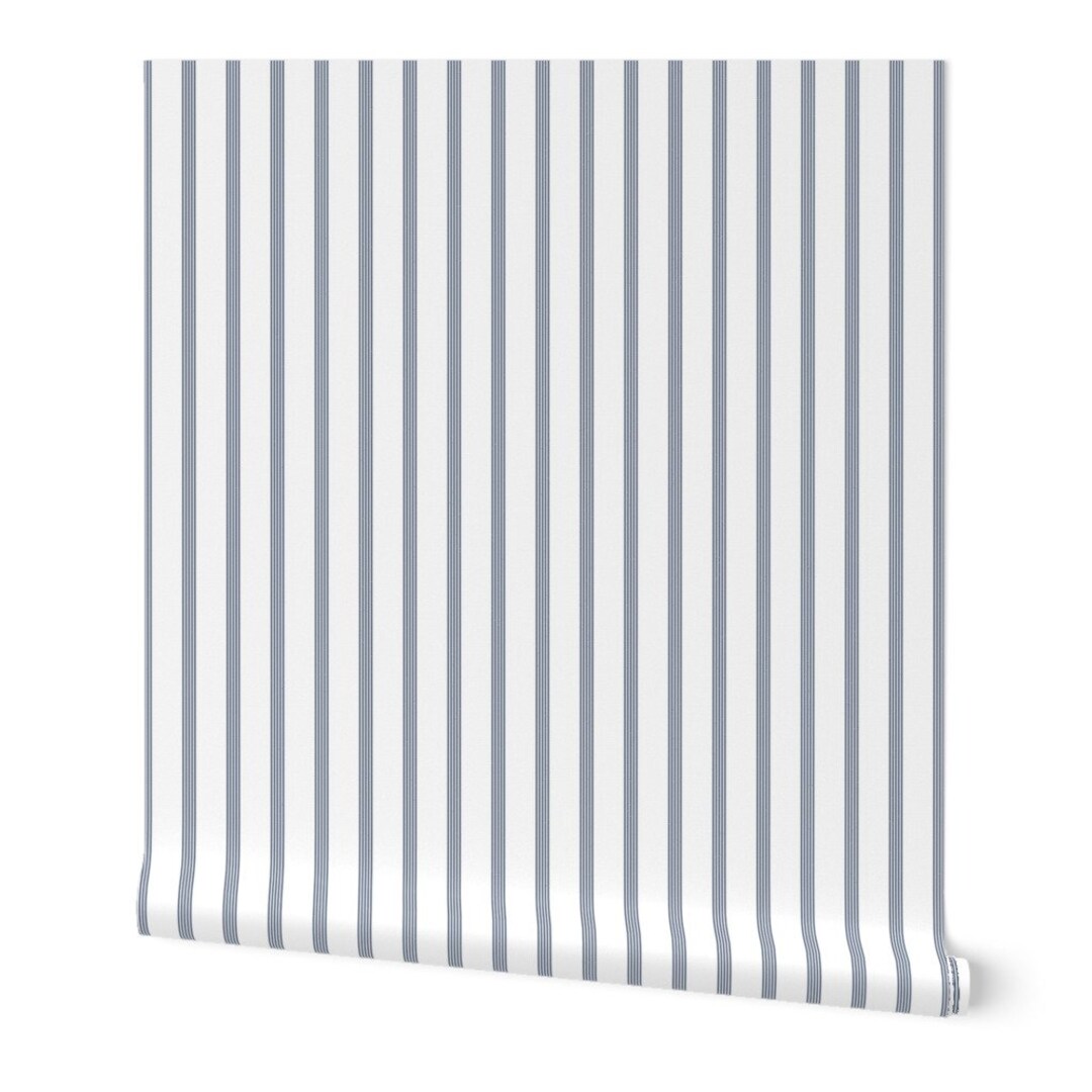 Coastal Stripe Wallpaper Blue Four Stripe by - Etsy