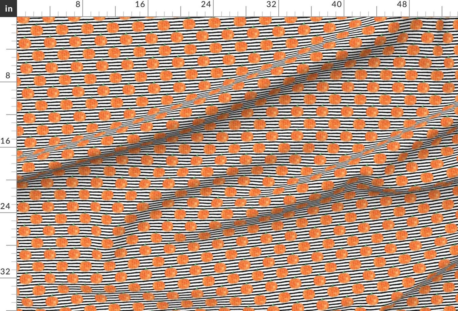 Pumpkin Stripes Fabric - Watercolor Pumpkins on Stripes by ...