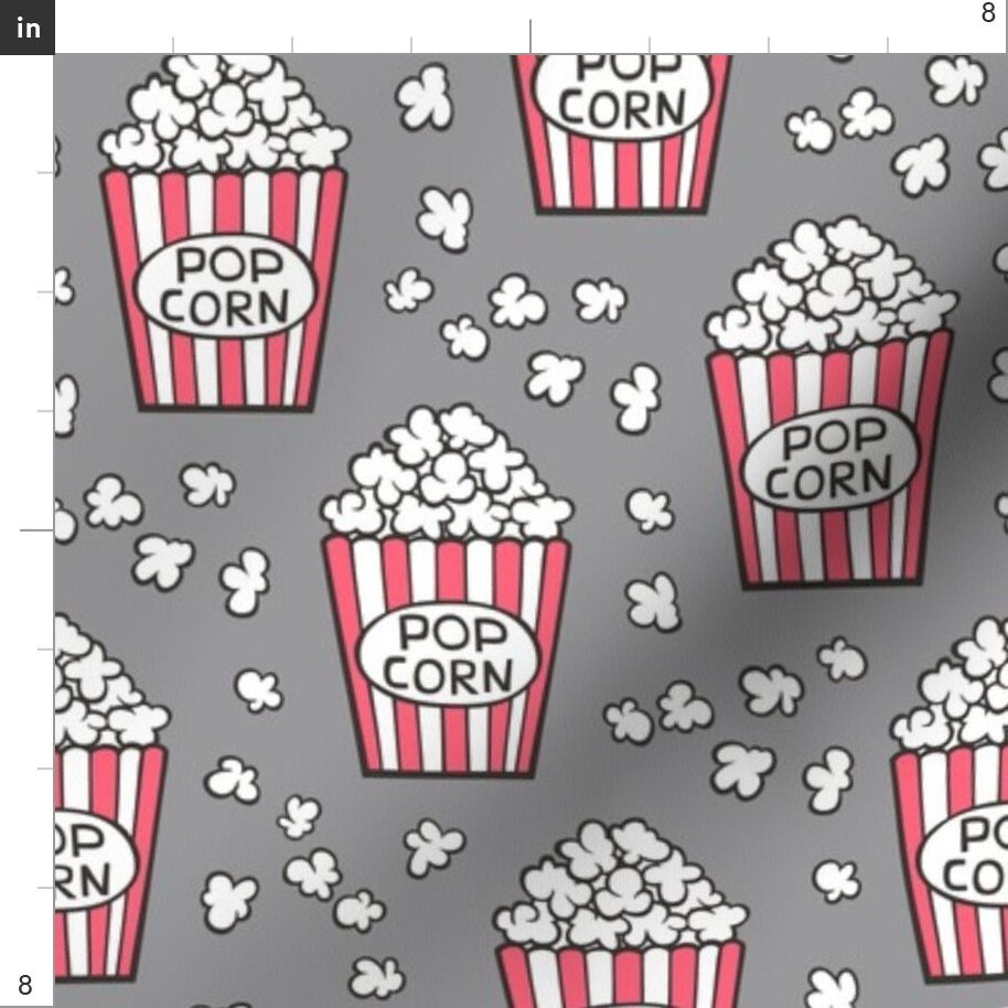 Popcorn on Gray Fabric Popcorn on Grey by Caja Design | Etsy