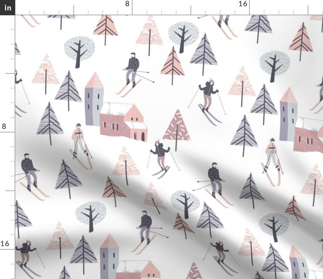 Scandinavian Fabric 24 Happy Skiing Modern Scandinavian Winter Fun by ...