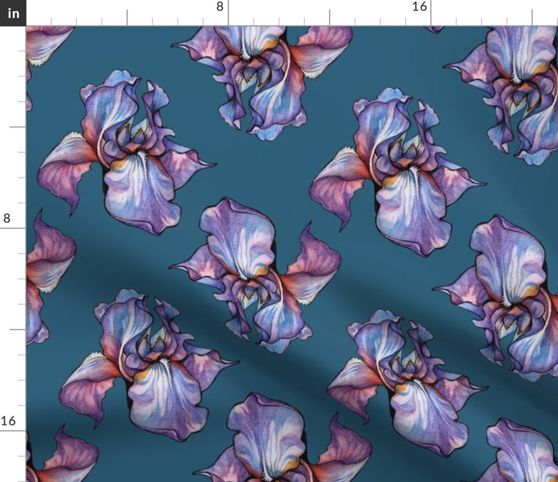 Iris Fabric Iris 2 Jade Iris by Elena Naylor Iris | Etsy