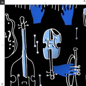 Black and Blue Jazz Fabric Musical Jazz by Andrea Lauren - Etsy