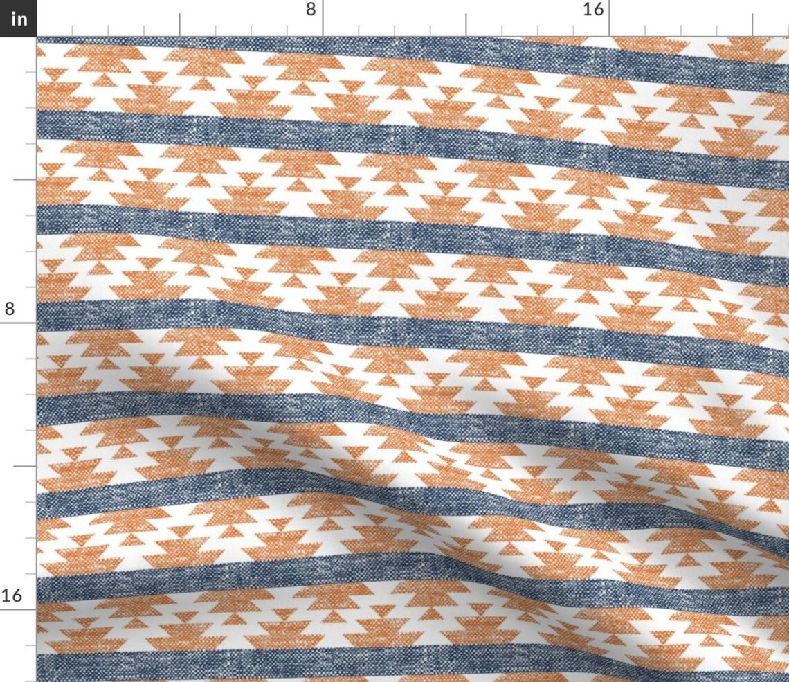 Aztec Tribal Stripe Fabric Woven Aztec Orange by - Etsy