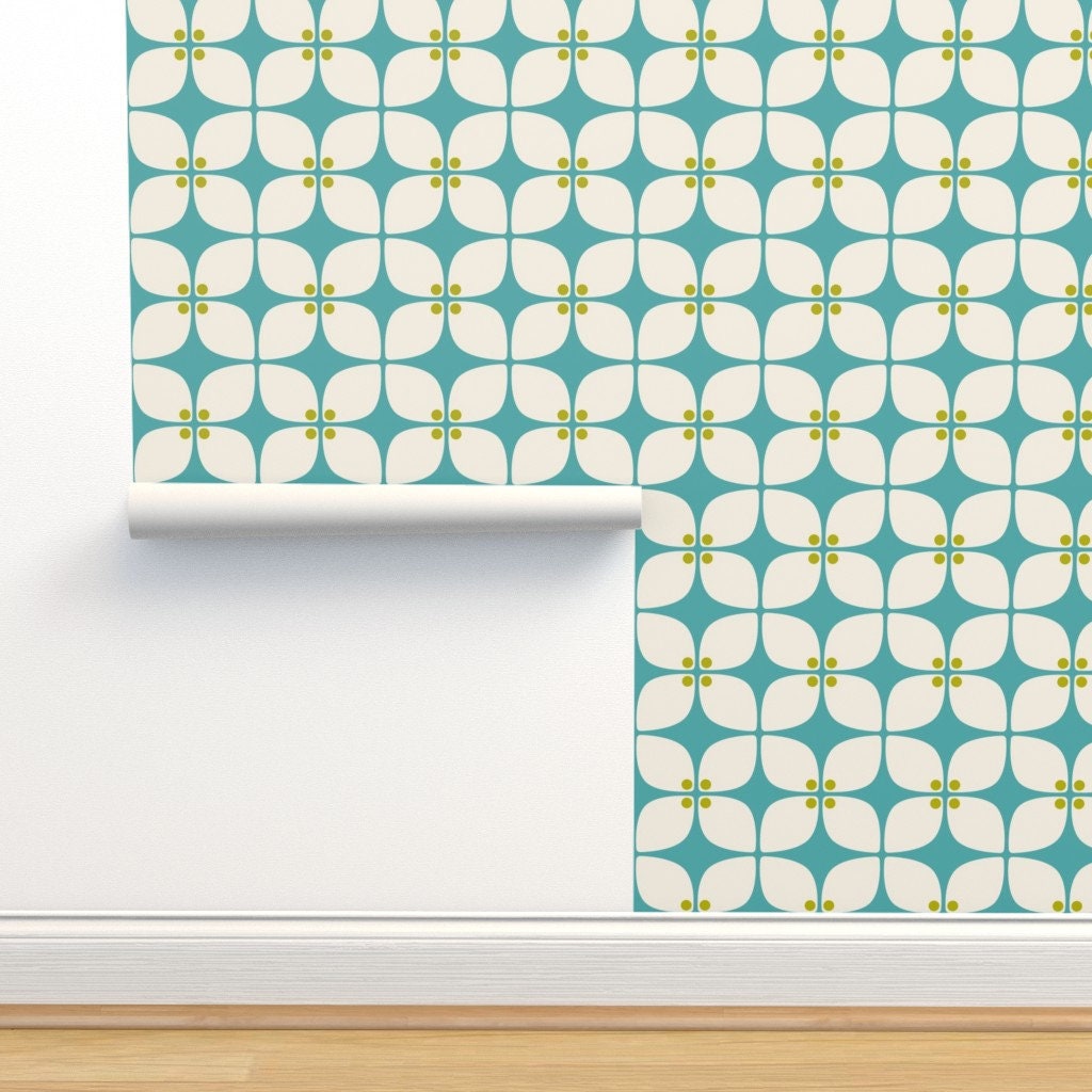 Geometric Wallpaper Square Teal by Brainsarepretty - Etsy