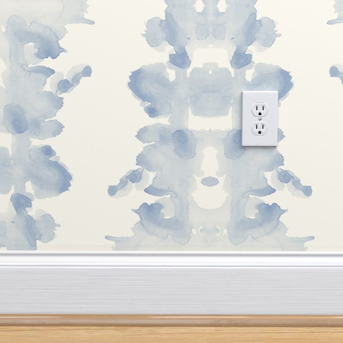 Ink Blot Wallpaper Soft Blue on Cream Double Inkblot by | Etsy