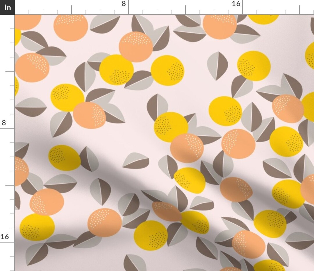 Clementine Abstract Fruit Fabric Dear Clementine Orange Yellow Pink by ...