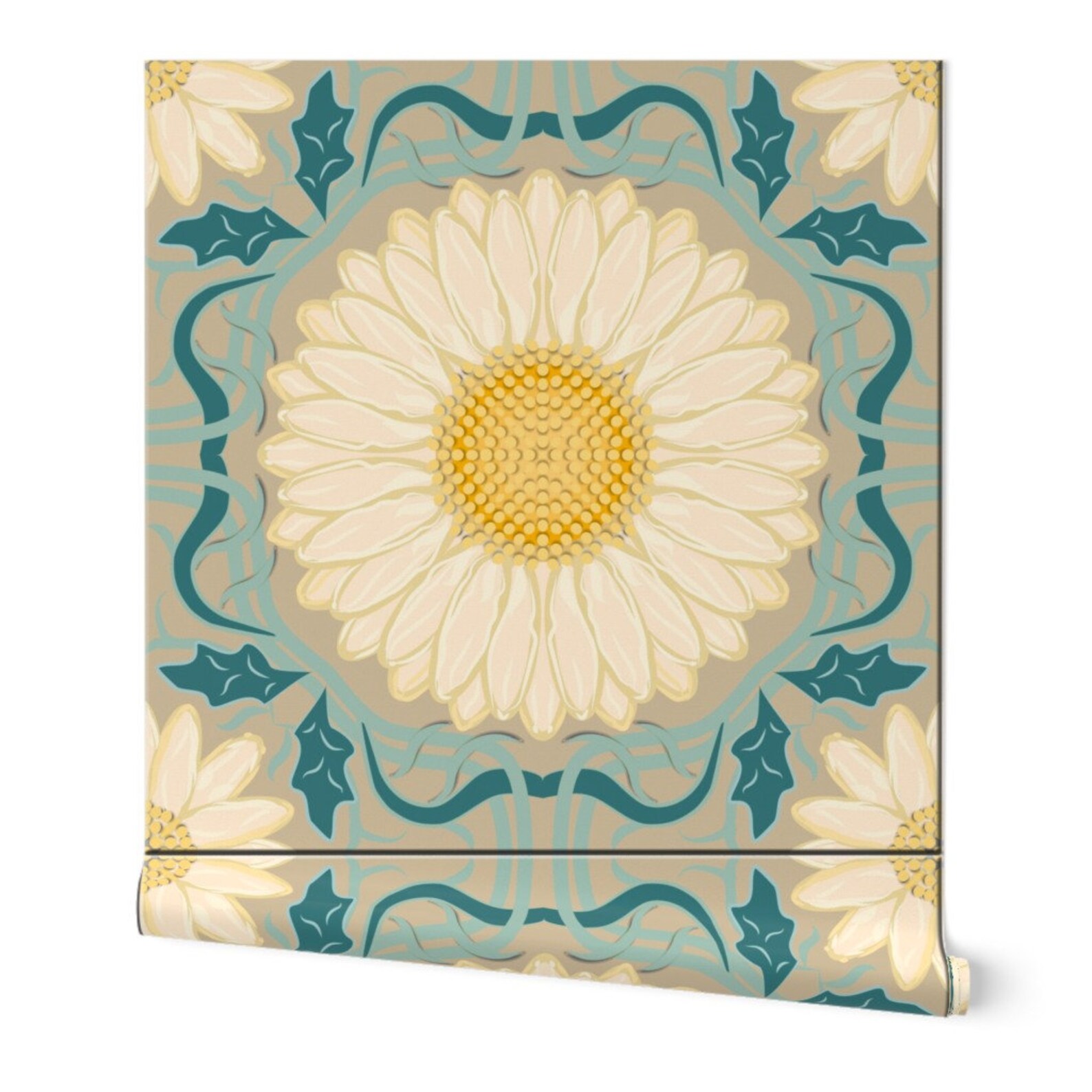 Daisy Wallpaper Spanish Floral Tile by Eclectic House - Etsy