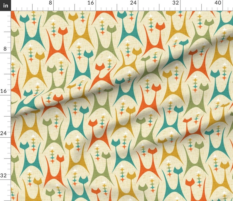 Mid Century Cats Fabric Mid Mod Meow by Studioxtine - Etsy