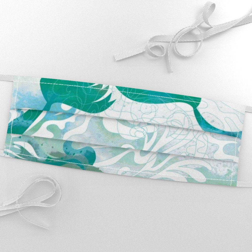 Watercolor Fantasy Creatures Fabric Mermaids Seahorses In | Etsy