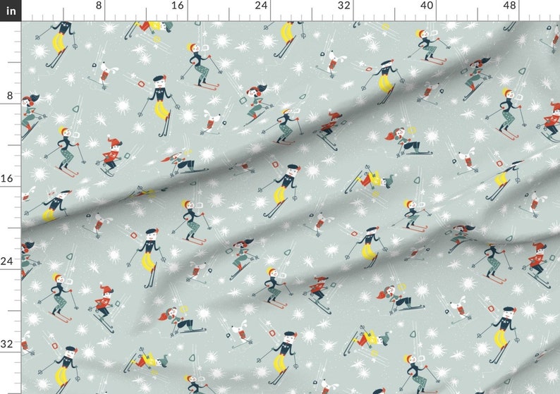 Retro Ski Fabric Oui We Retro Ski By Cynthiafrenette Mid | Etsy