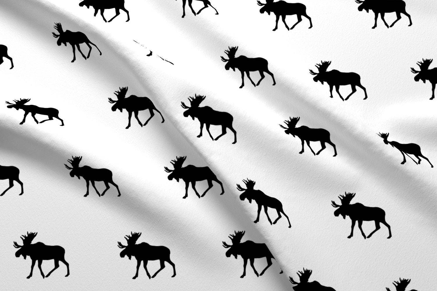 Moose Fabric Moose / B&W Custom Fabric By Little Arrow | Etsy
