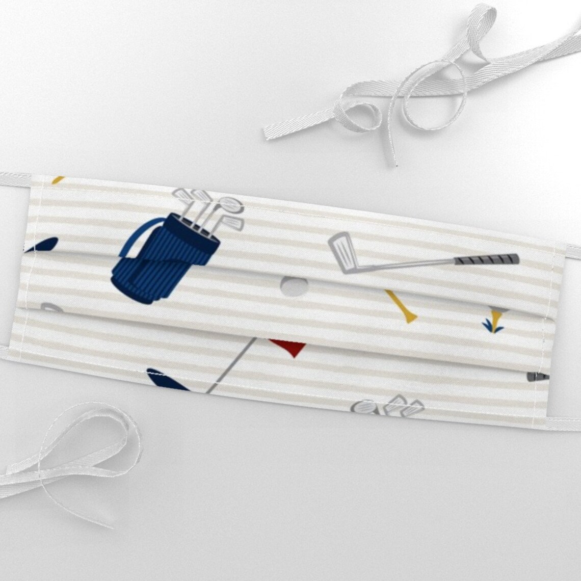 Golf Fabric Tee Time Navy Tan Golf Themed Fabric by | Etsy