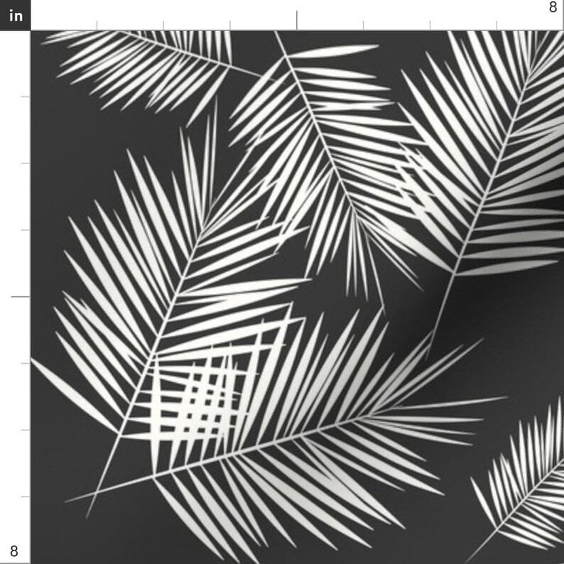 Palm Leaves Fabric Palm Leaves Fern Palm Tree White on - Etsy