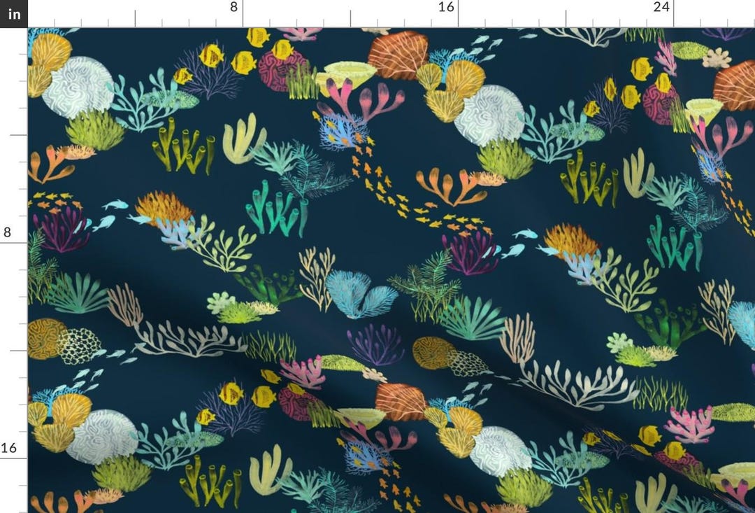 Modern Nautical Fabric - Life in the Great Barrier Reef by Ceciliamok ...