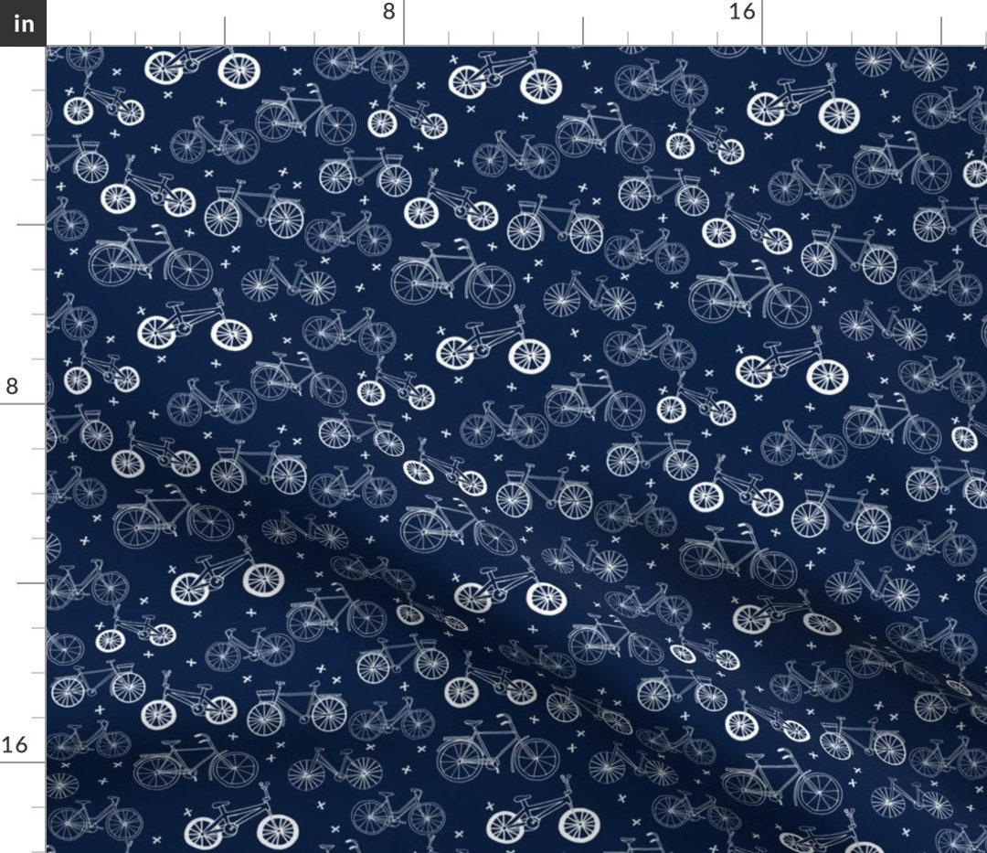 Bicycle Fabric Bicycles // Hand Drawn Blue Kids Bikes - Etsy