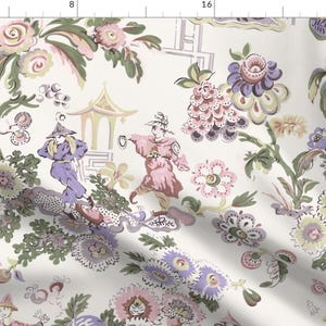 Floral Chinoiserie Upholstery Fabric- Circus Green by Whitneyenglish ...