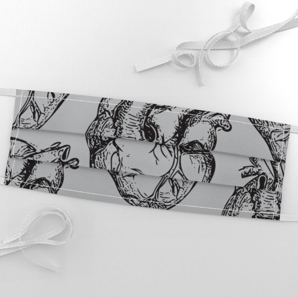 Heart Fabric Hearts Anatomical on Soft Gray by - Etsy