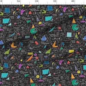 Black Math Geometry Fabric - Math Count on It! by Sammyk - Math Cotton ...