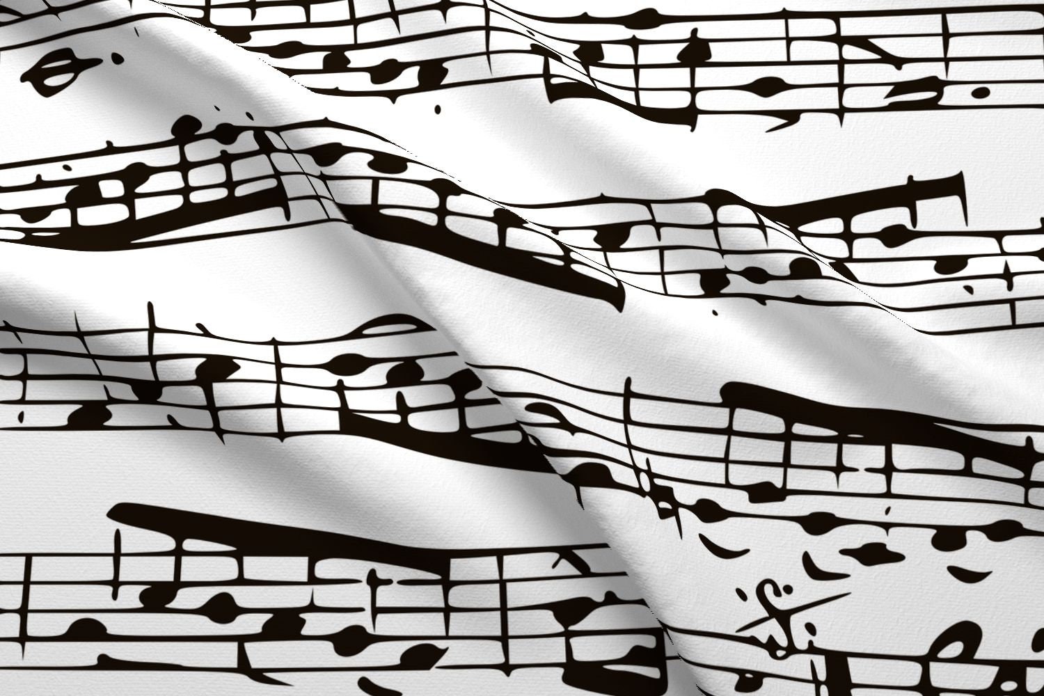 Music Note Fabric Black And White Music Notes Large By | Etsy
