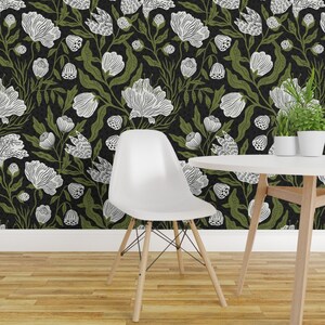 Boho Wallpaper Calanthia Green by Scarlet_soleil Floral Botanical ...