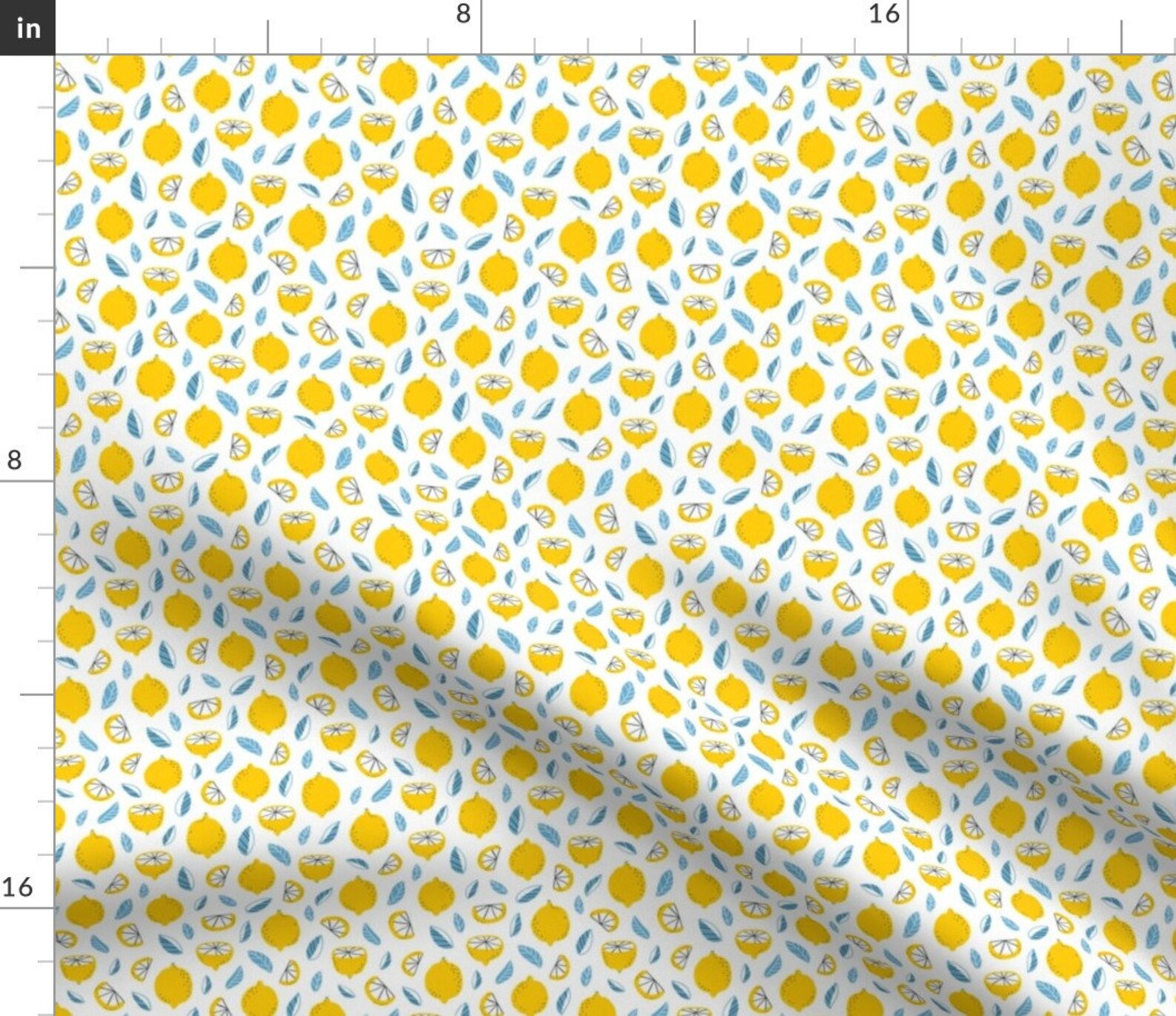 Lemon Fabric Lemons by Stolenpencil Blue and Yellow Summer - Etsy