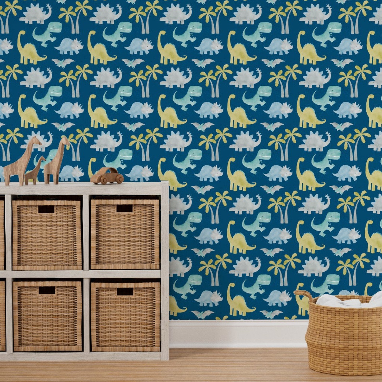 Cute Dinosaur Wallpaper Dinosaur Blue by Nick Neuman Boy - Etsy UK