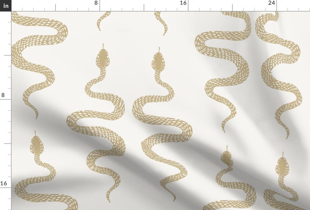 Bohemian Snakes Fabric - Hand-drawn Snakes by Rose_lindo - White and ...
