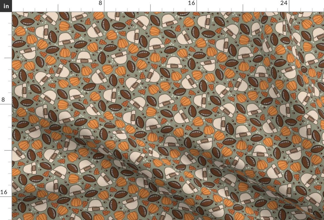 Autumn Fabric - Fall Football by Brittanyfrostdesigns - Pumpkins Hats ...