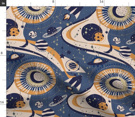 Space Fabric Space Exploration by Noralou Galaxy Moon - Etsy