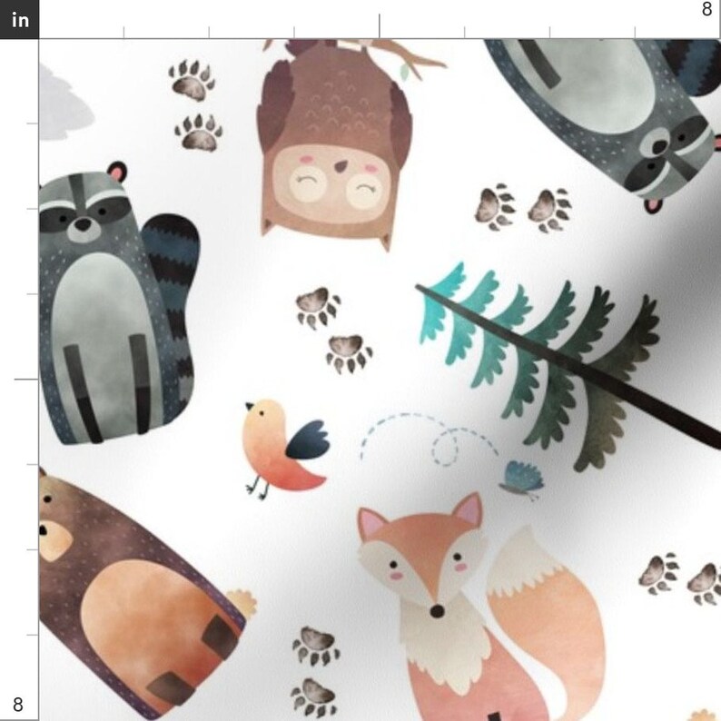 Woodland Animals Fabric Animal Tracks Bear Raccoon Moose - Etsy