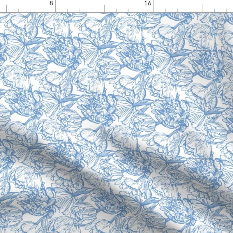 Blue Floral Fabric - Etsy