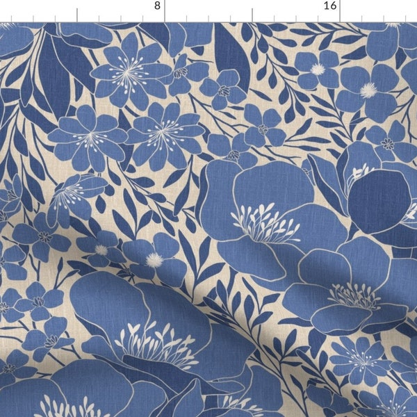 Floral Blue Fabric - Etsy