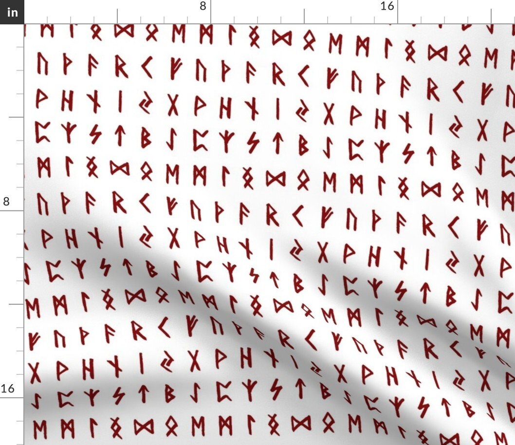 Nordic Rune Fabric Nordic Runes // Red By Thinlinetextiles | Etsy