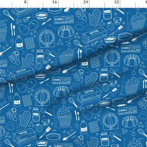 Cake Blue Kitchen Baking Sweets Illustration Fabric Cake - Etsy