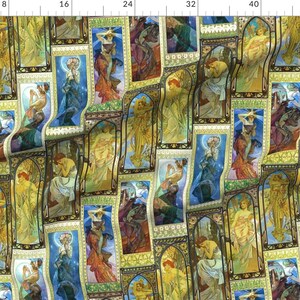 Mucha Fabric Mucha's Night and Day by Bonnie Phantasm Mucha Art Nouveau ...