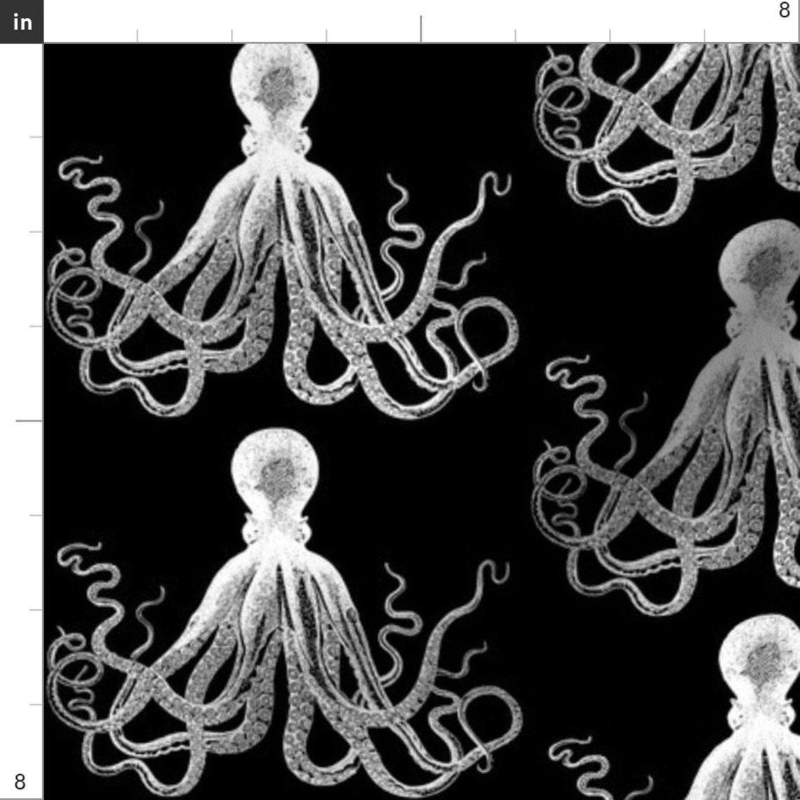Octopus Fabric Black Vintage Kraken Octopus Pattern by - Etsy UK