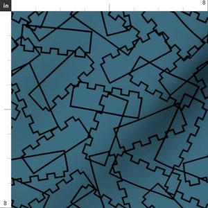 Building Blocks Fabric Building Bricks Teal by Ruthmaddockmakes ...