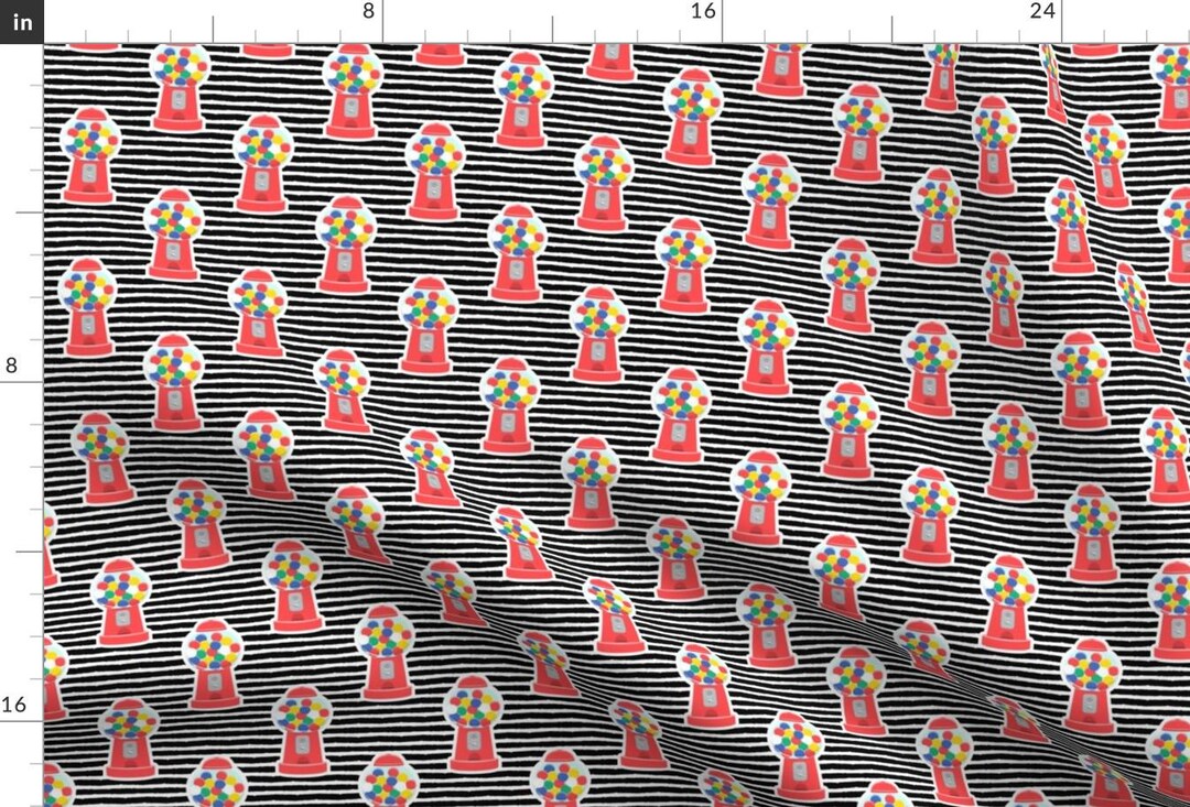 Bubble Gum Fabric - Gumball Machine - Red on Black Stripes by ...