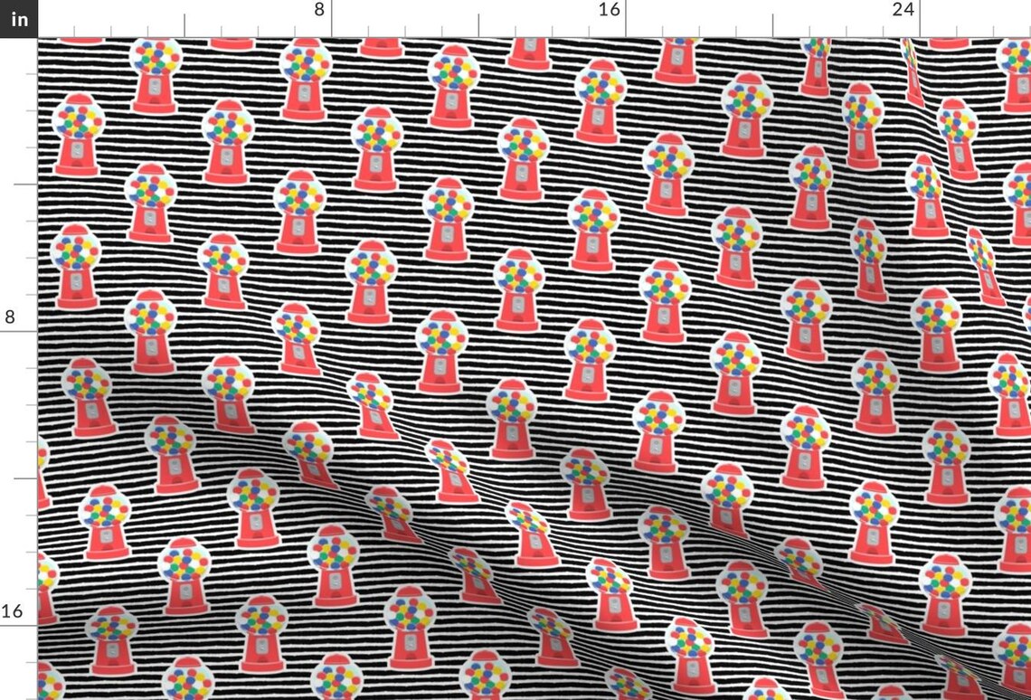 Bubble Gum Fabric - Gumball Machine - Red on Black Stripes by ...
