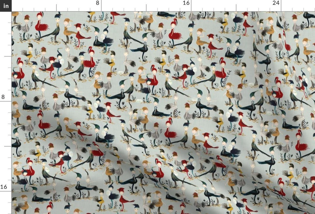 Bird Girls Fabric - Bird Girls in Egg Blue by Katherine Quinn - Bird ...