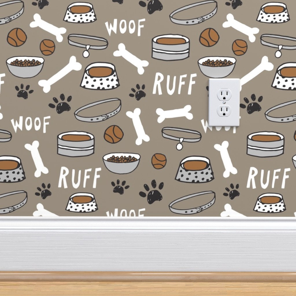 Dog Wallpaper Dog Bone Bowl Paw Print by Andrea Lauren - Etsy