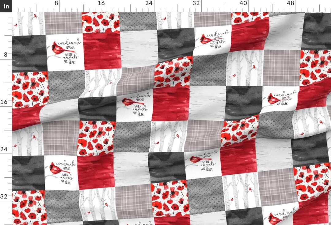 Red Cardinal Extra Wide Sateen Fabric Red Poppy Angels Are Near Red ...