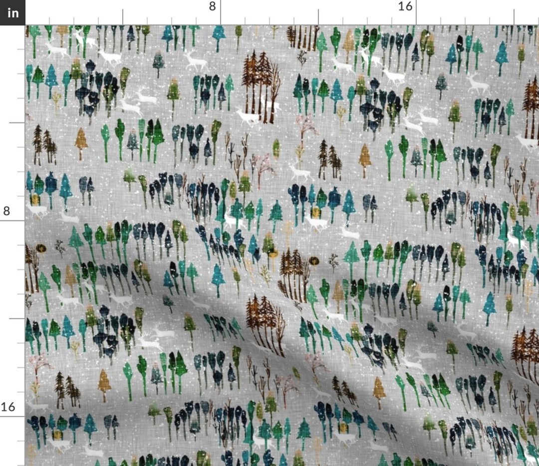 Wintry Woodland Forest Fabric Wintry Wood first Light by Nouveau ...