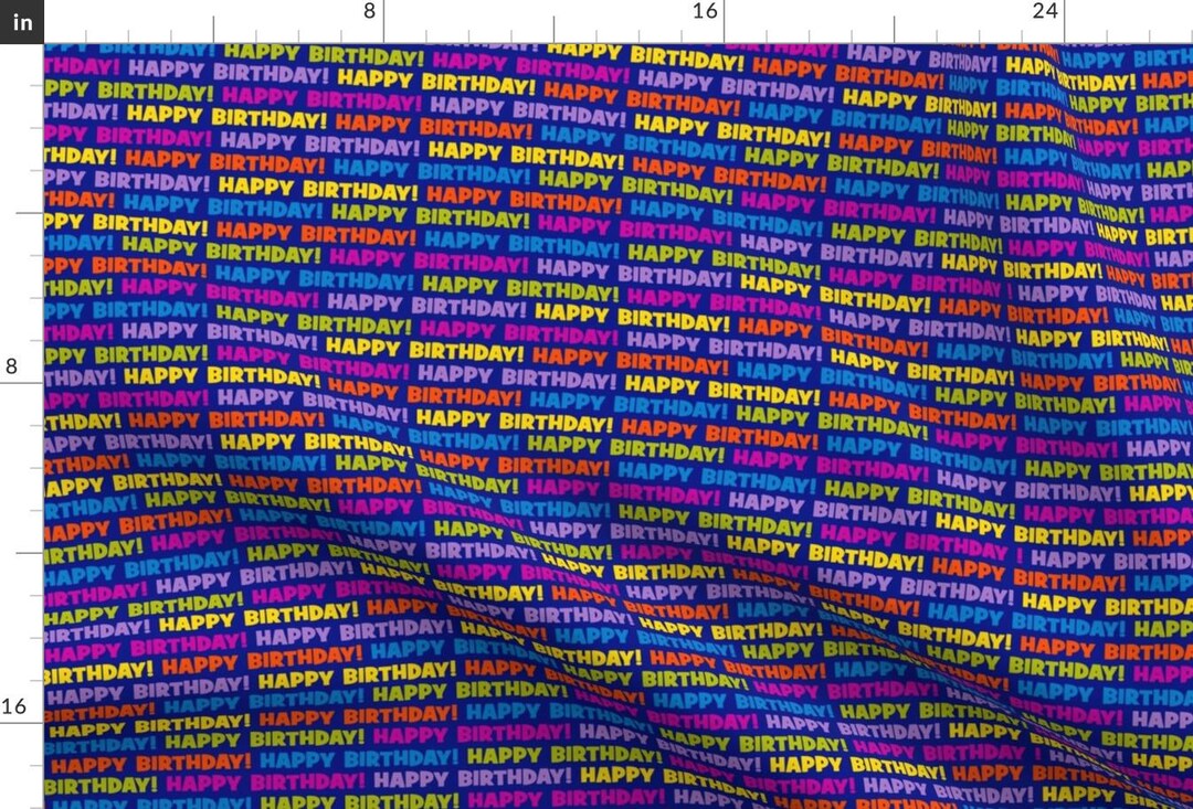 Happy Birthday Text Rainbow Fabric - Happy Birthday Mini by ...